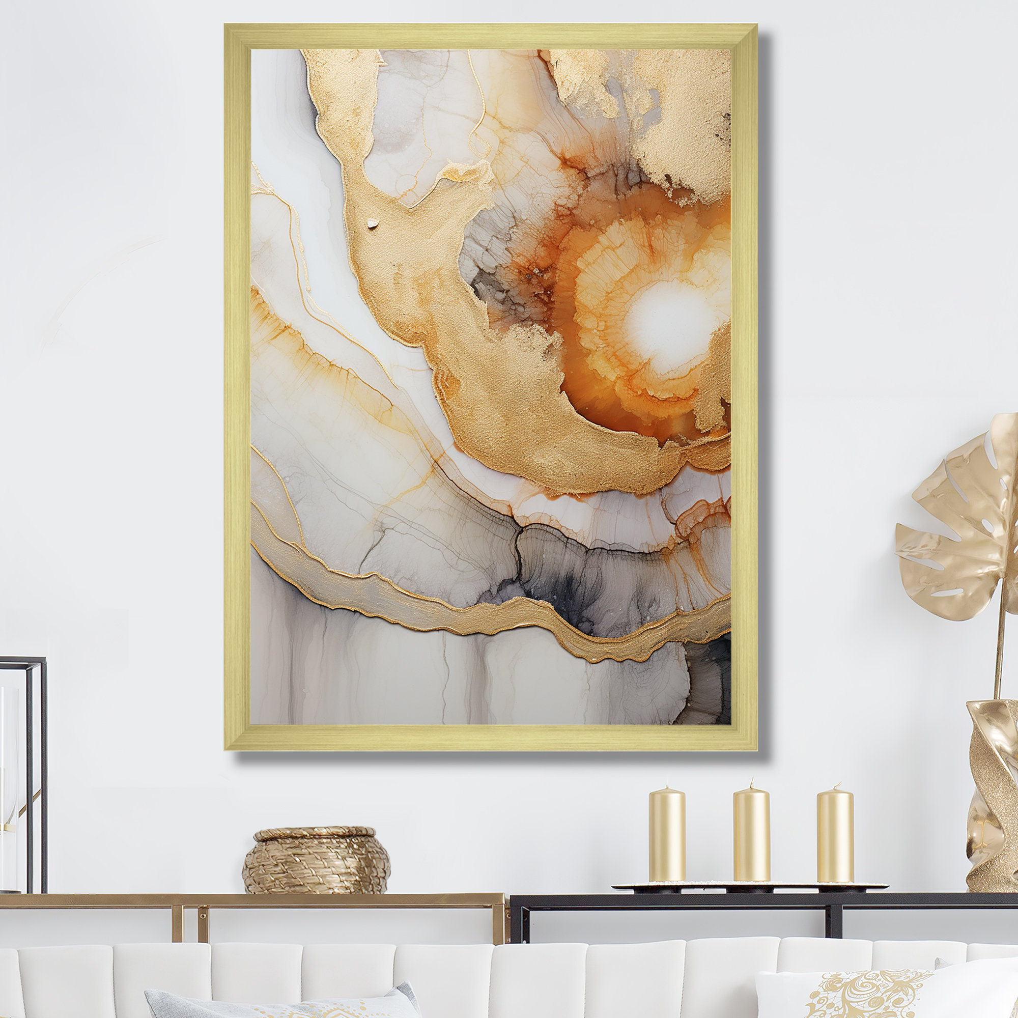 Wrought Studio Beige And Orange Minimalism Stone Geode I - Stone Geode Canvas Art Print ...